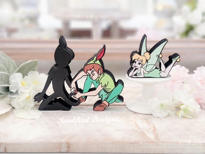 Peter Pan and Tinker Bell Wood Decoration, Tiered Tray Decor - Etsy