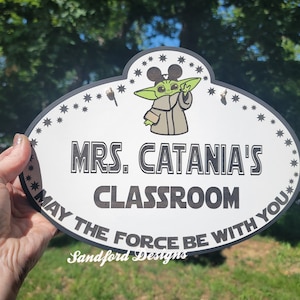 Baby Yoda Grogu Star Wars Teacher Sign - Disney Teacher Appreciation ...