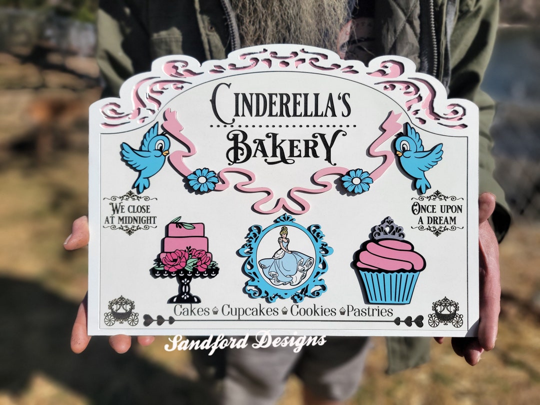 Cinderella Bakery Sign – Disney Princess Kitchen Decor, Fairy Tale Art ...