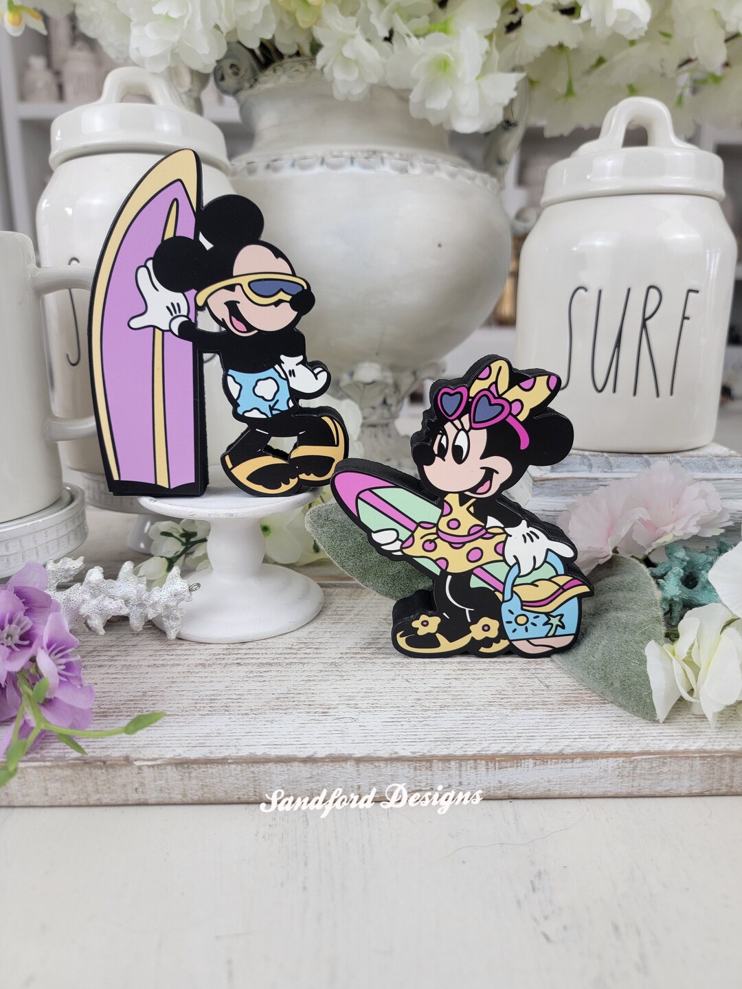 Mickey and Minnie Beach Tiered Tray Decor, Pool Party Decor, Disney ...