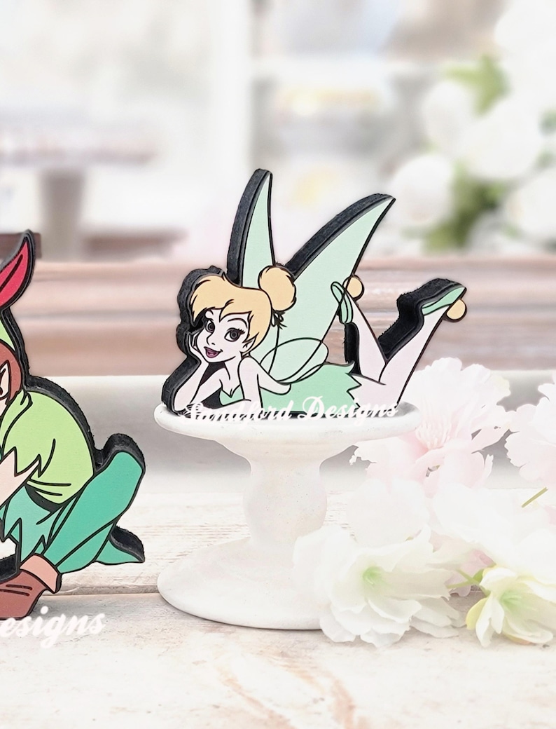 Peter Pan and Tinker Bell Wood Decoration, Tiered Tray Decor - Etsy