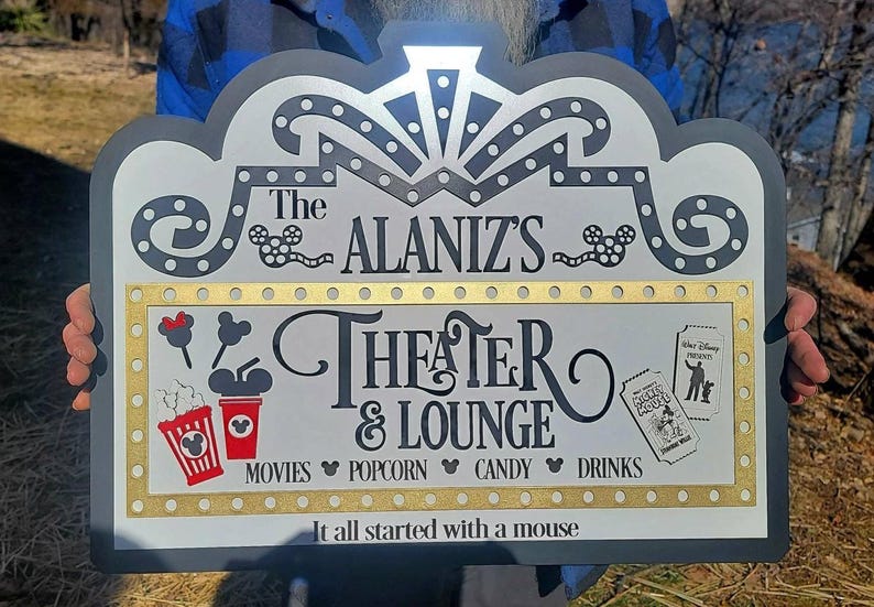Mickey Theater Sign - Personalized Disney Steam Boat Willie Decor ...