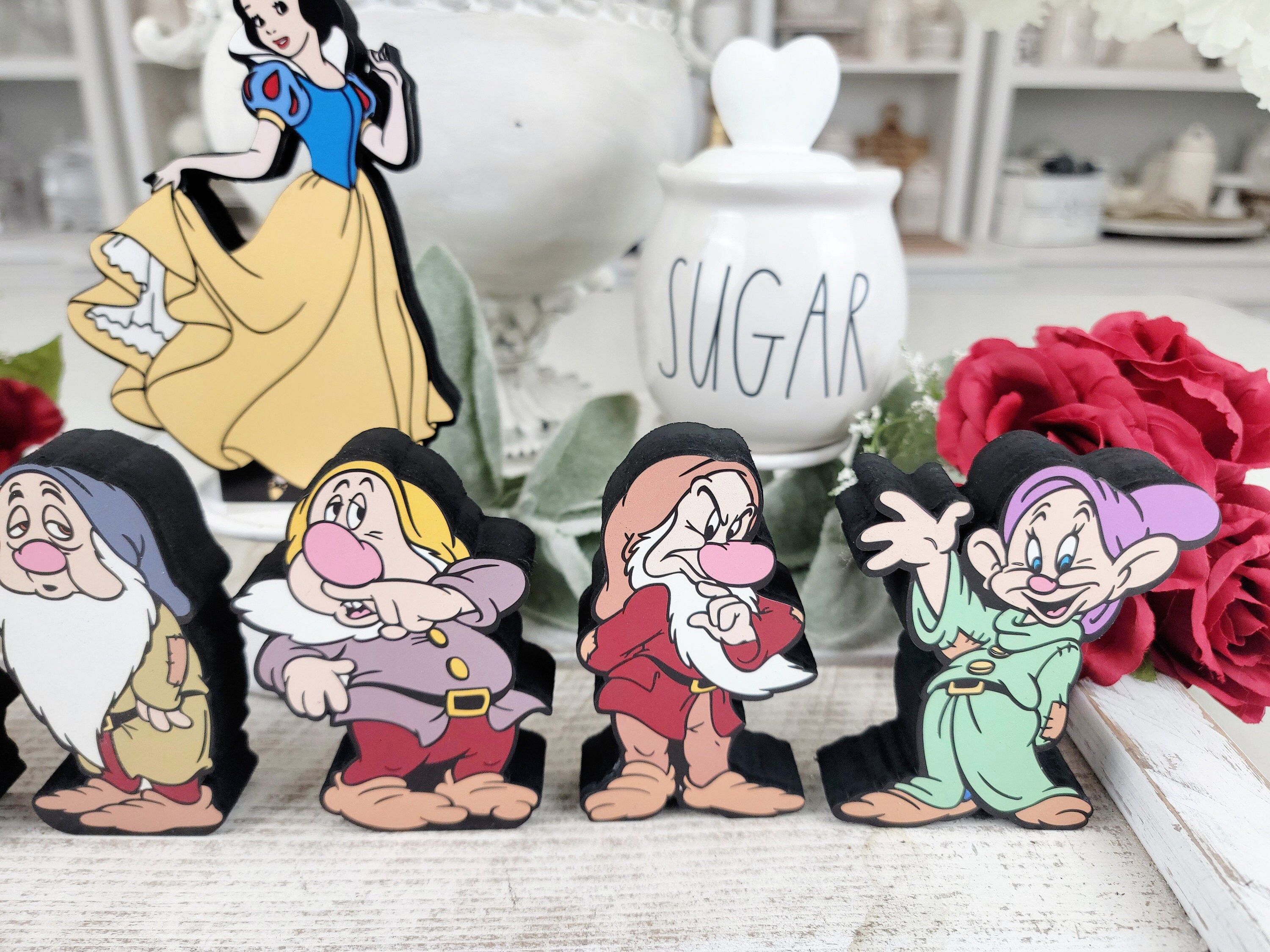 Snow White and Seven Dwarfs Tiered Tray Decor: Wooden Fairytale Set - Etsy