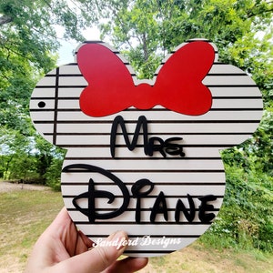 Minnie Mouse Teacher Paper Wood Sign - Classroom Decor and Appreciation ...