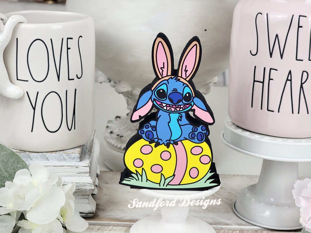 Stitch Easter Bunny Tiered Tray Decor - Disney Lilo and Stitch Standing ...