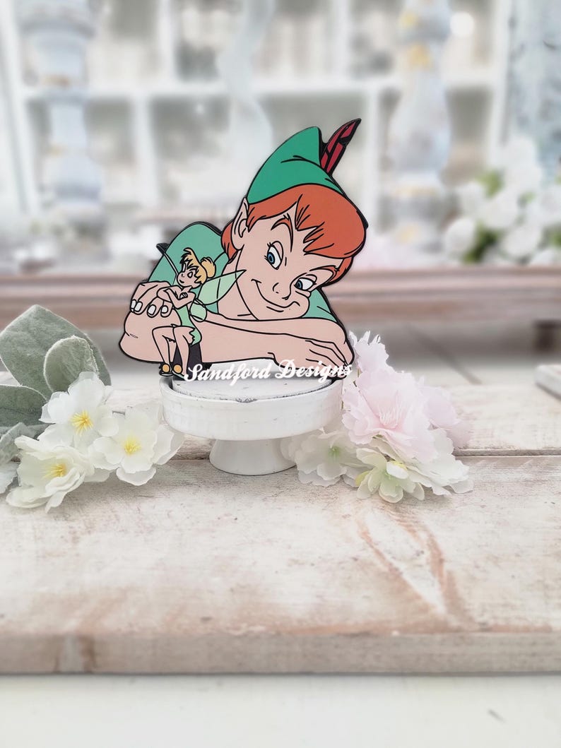 Peter Pan and Tinker Bell Decorations, Disney Wooden Characters Tiered ...