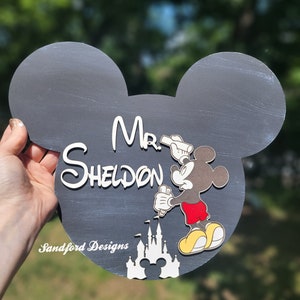 Minnie Mouse Chalkboard Teacher 3d Wood Sign, Custom Mickey Teacher ...