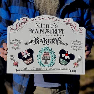 Minnie Mouse Main Street Bakery Sign, Disney Farmhouse Wall Art, 3d ...