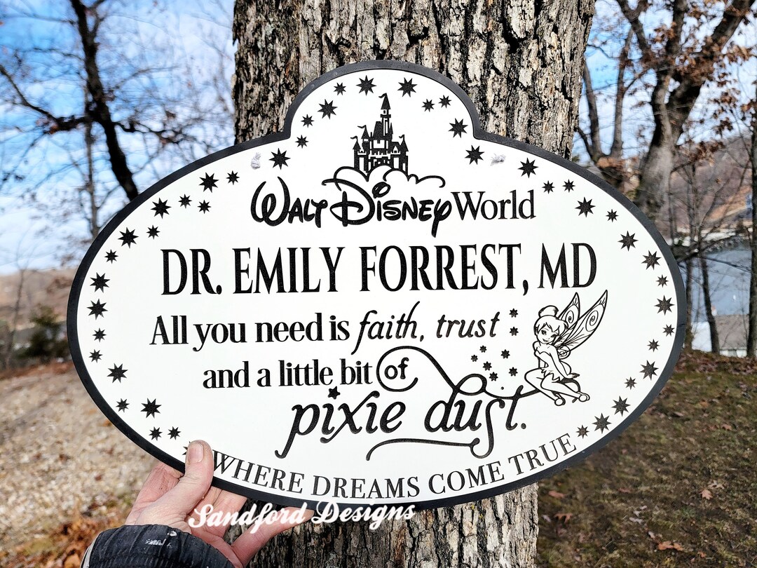 Tinker Bell Cast Member Wood Sign - Disney Teacher Gift , Personalized ...