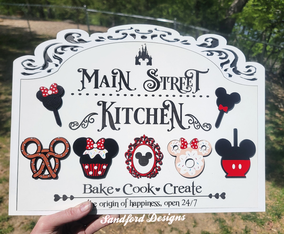 Disney Park Snack Main Street Kitchen Sign - Disney 3d Wood Sign ...