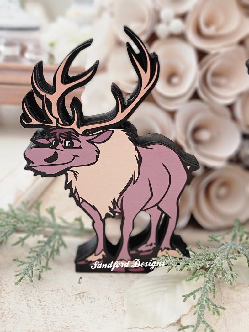 Disney Frozen Elsa, Olaf, and Sven Self-standing Wood Pieces, Frozen ...
