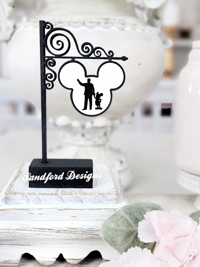 Walt Disney and Mickey Holding Hands Street Sign - Disney Tiered Tray ...