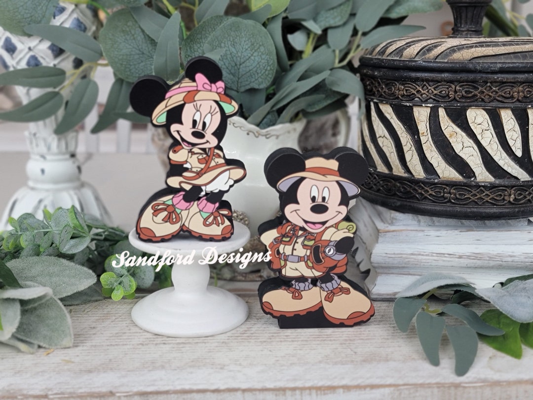 Mickey and Minnie Safari Tiered Tray Decor, Disney Jungle Theme, Disney ...