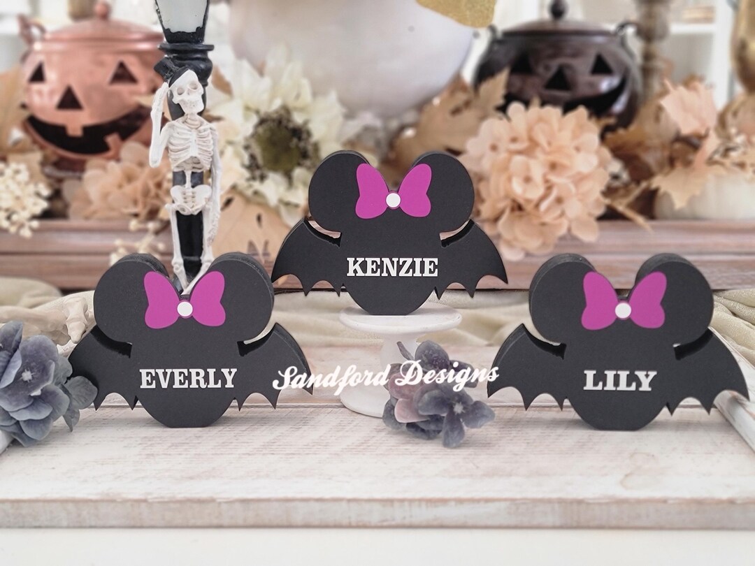 Mickey and Minnie Personalized Bats, Cute Halloween Decor, Disney ...
