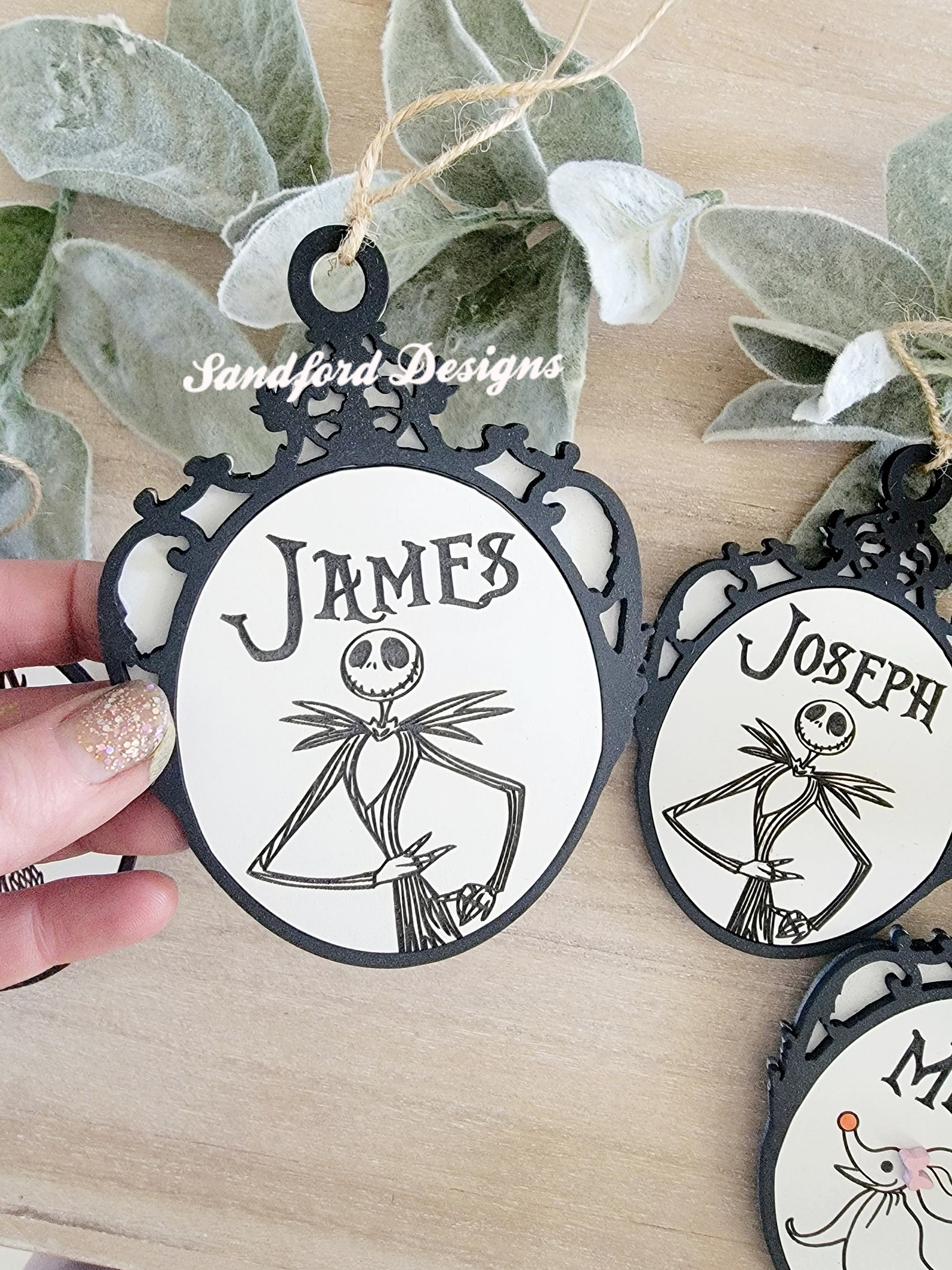 Jack and Sally Ornament Tags, Zero Stocking Decor, Personalized Disney ...