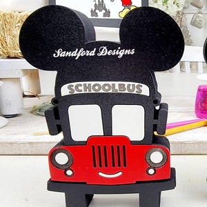 Mickey and Minnie School Bus Wood Signs - Back to School Tiered Tray ...