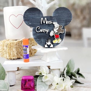 Minnie Mouse Chalkboard Teacher 3d Wood Sign, Custom Mickey Teacher ...