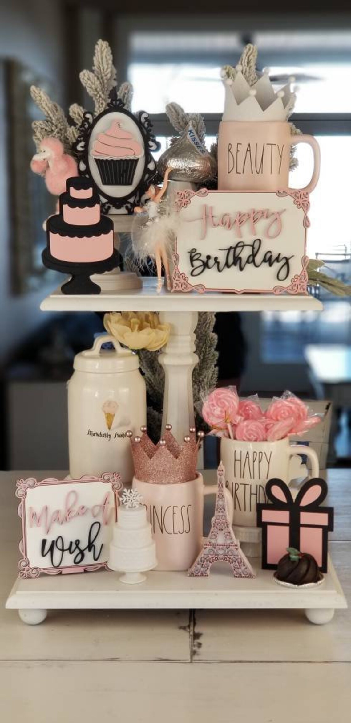 Happy Birthday Tiered Tray/ Happy Birthday Decor/ Happy | Etsy