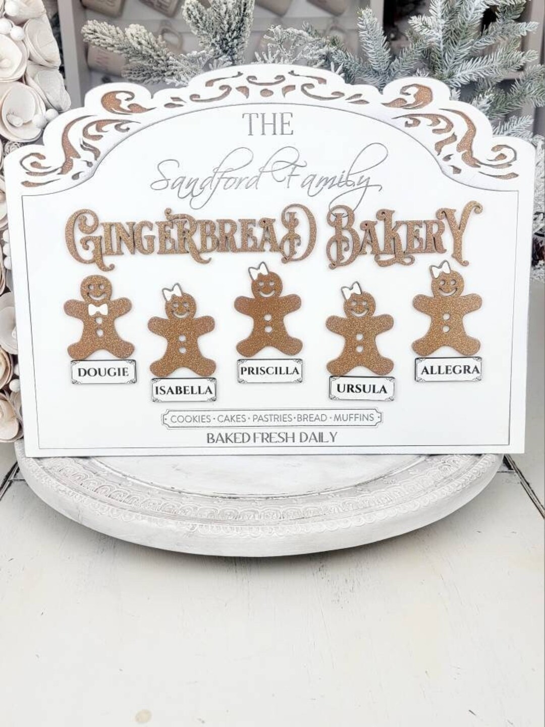 Gingerbread Grandchildren Family Sign Custom Holiday Decoration ...