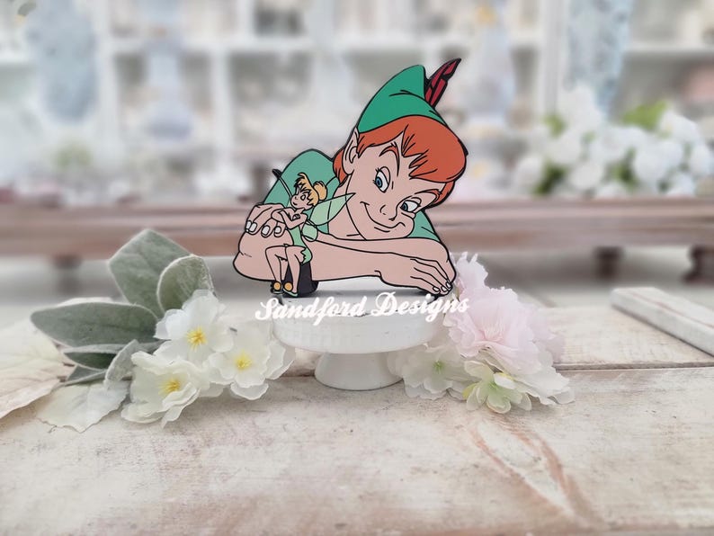 Peter Pan and Tinker Bell Decorations, Disney Wooden Characters Tiered ...