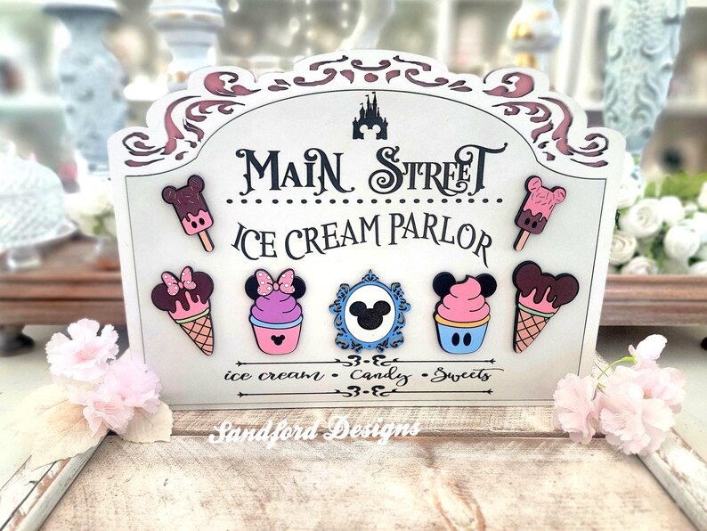 Disney Park Main Street Ice Cream Parlor Sign – 3D Wood Decor - Etsy
