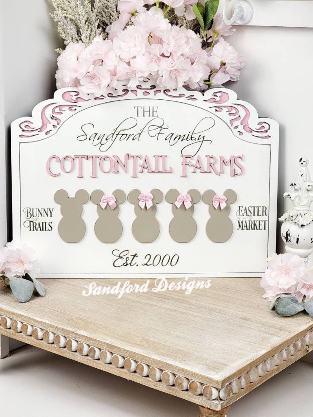 Personalized Mickey and Minnie Family Bunny Peeps Sign Easter Decor 3d ...