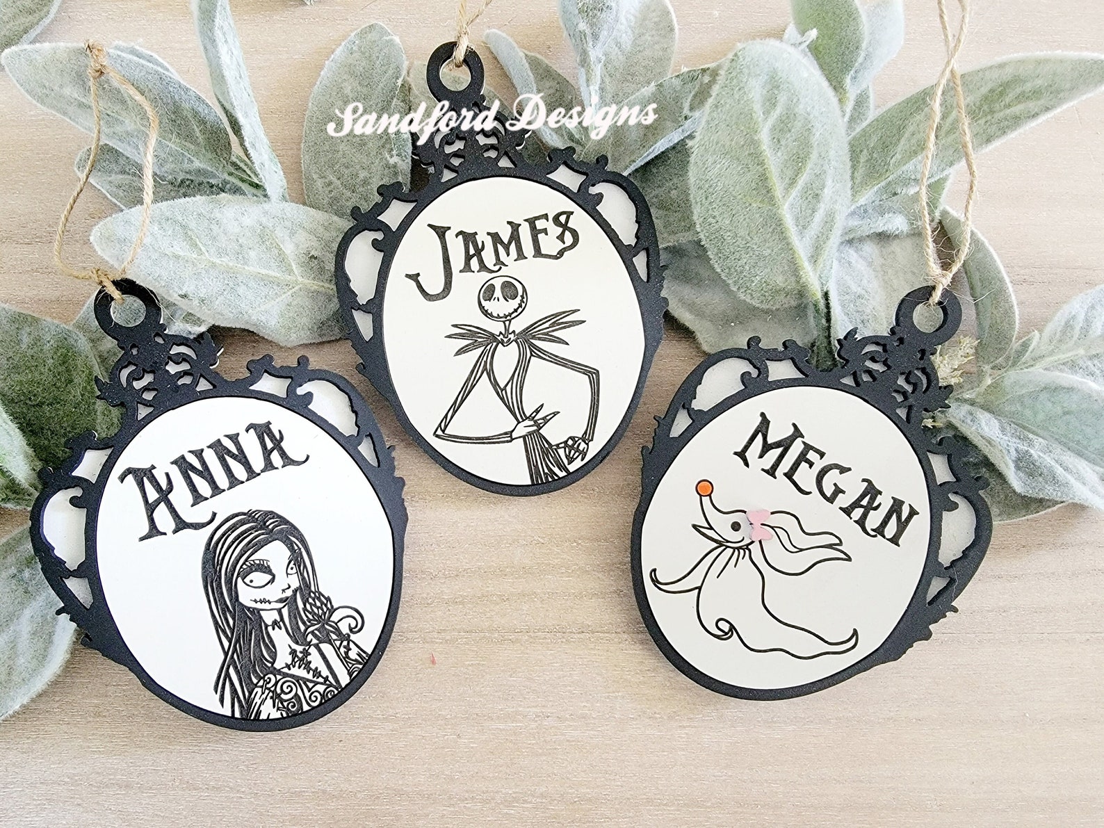 Jack and Sally Ornament Tags, Zero Stocking Decor, Personalized Disney ...