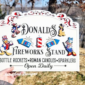 Donald Duck's 4th of July Fireworks Stand Sign - Daisy, Goofy, - Disney ...