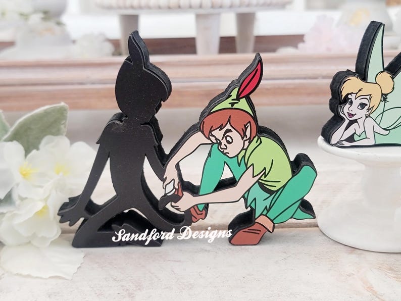 Peter Pan and Tinker Bell Wood Decoration, Tiered Tray Decor - Etsy