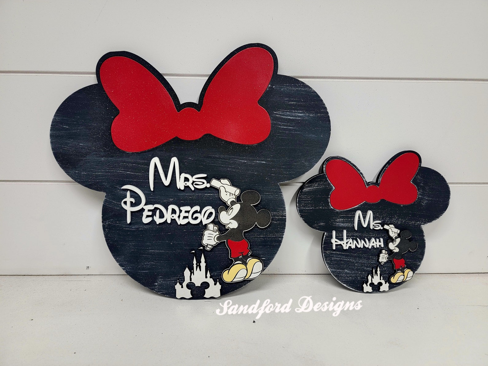 Minnie Mouse Chalkboard Teacher 3d Wood Sign, Custom Mickey Teacher ...