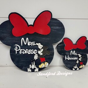 Minnie Mouse Chalkboard Teacher 3d Wood Sign, Custom Mickey Teacher ...