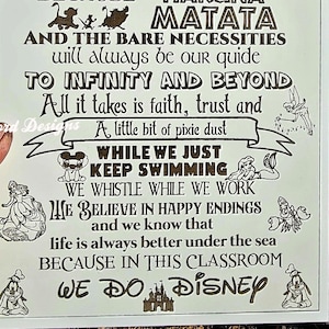Disney Classroom Rules Sign, Disney Teacher Gift Disney Wall Art for ...