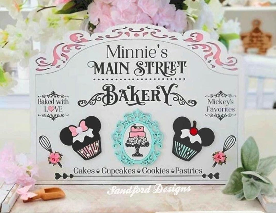Minnie Mouse Bakery Sign, Disney Main Street Wall Art, 3d Wood Sign - Etsy