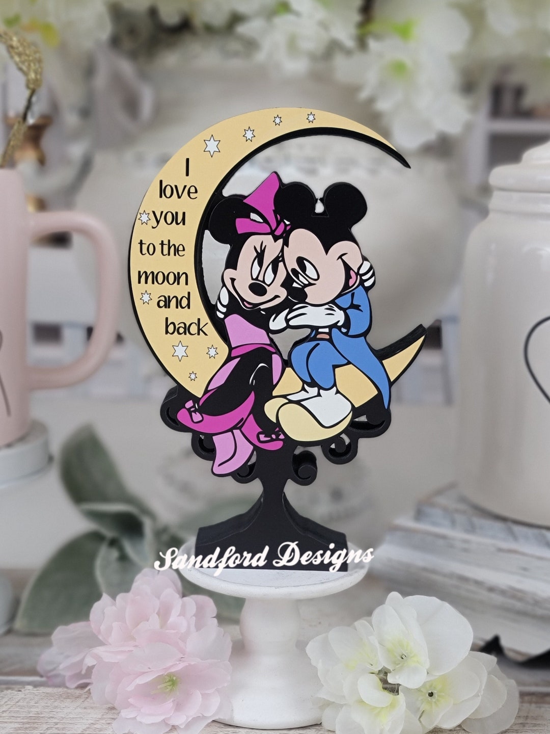Mickey and Minnie Moon Sign - Disney Tiered Tray Decor - Just Married ...