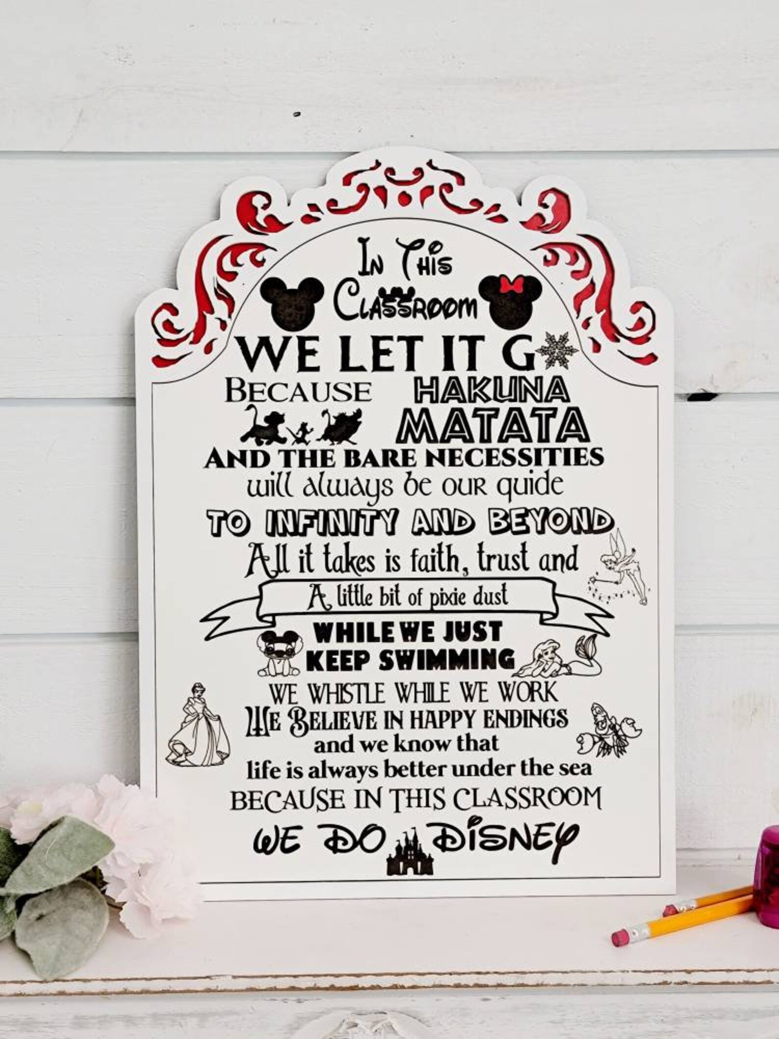 Laser Engraved Disney Classroom Rules Sign, Teacher Gift - Etsy