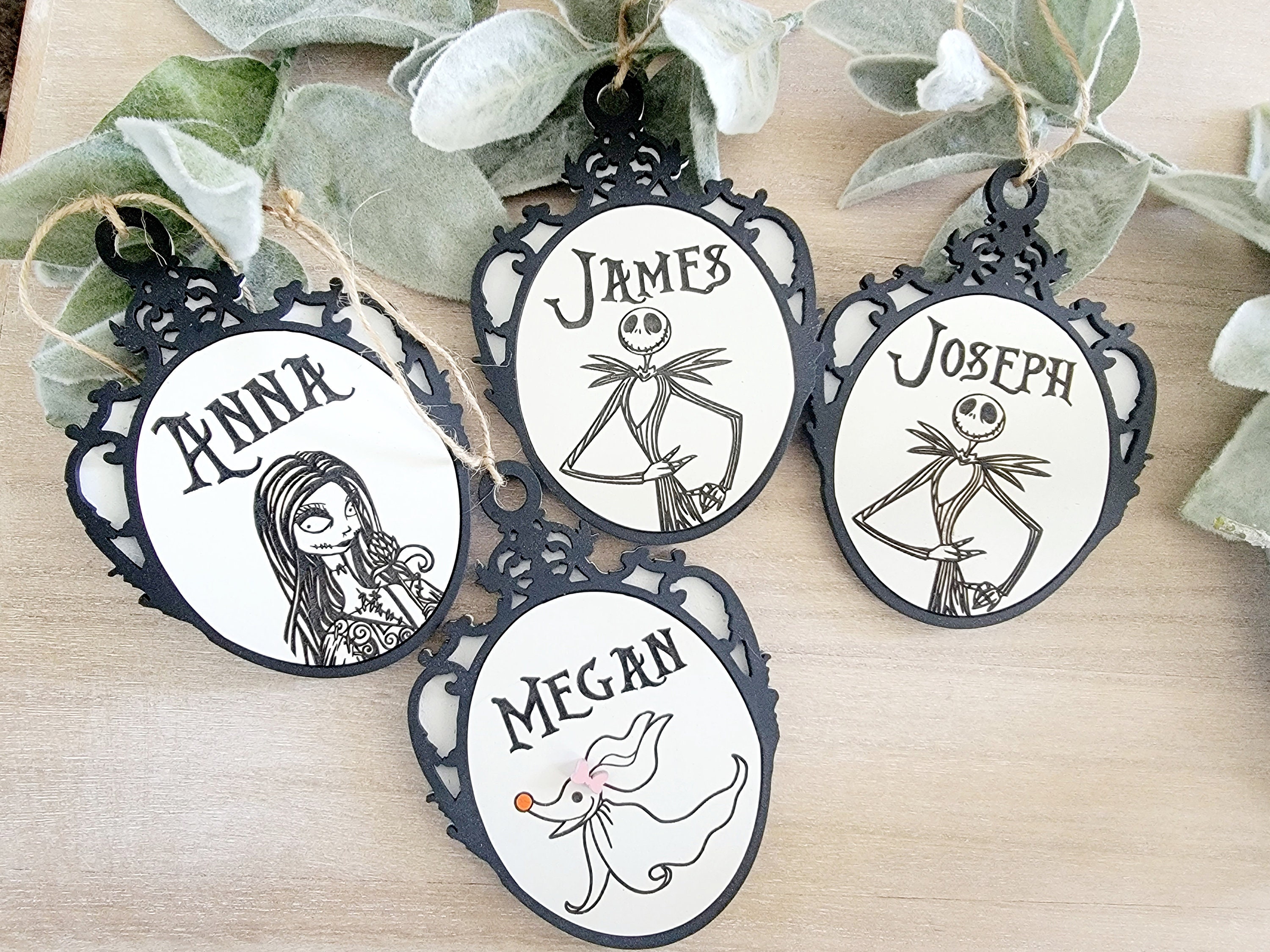 Jack and Sally Ornament Tags, Zero Stocking Decor, Personalized Disney ...