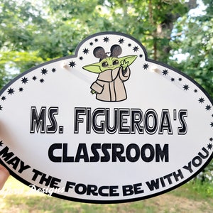Baby Yoda Grogu Star Wars Teacher Sign Disney Teacher Appreciation Gift ...