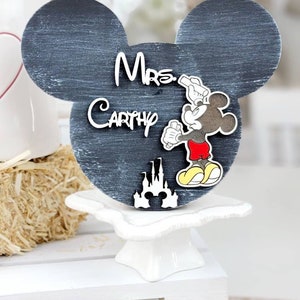 Minnie Mouse Chalkboard Teacher 3d Wood Sign, Custom Mickey Teacher ...