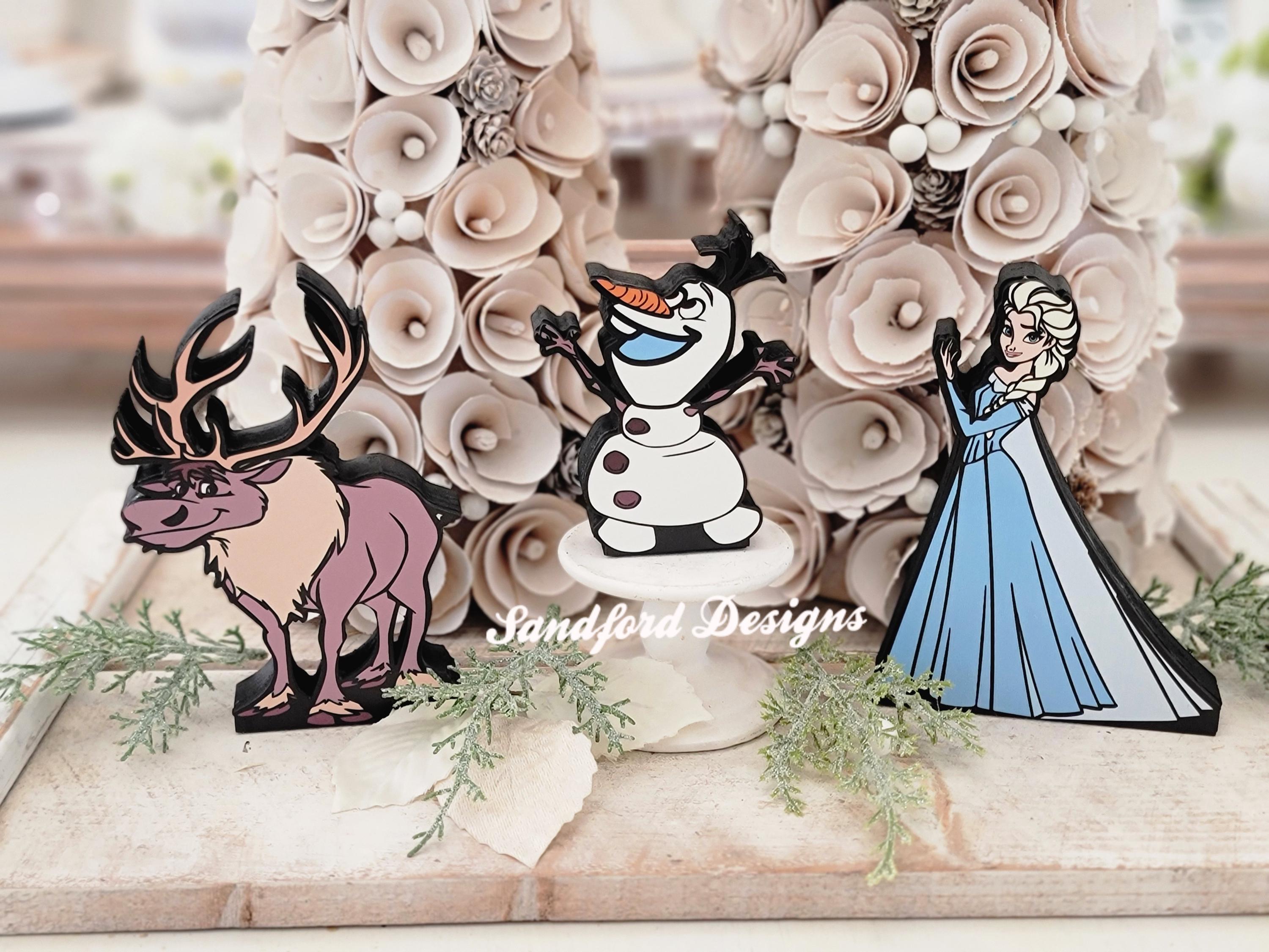Disney Frozen Elsa, Olaf, and Sven Self-standing Wood Pieces, Frozen ...