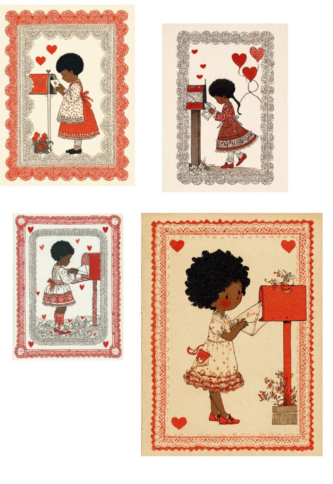 Vintage African American Valentines Clipart Retro Valentine Art Black ...