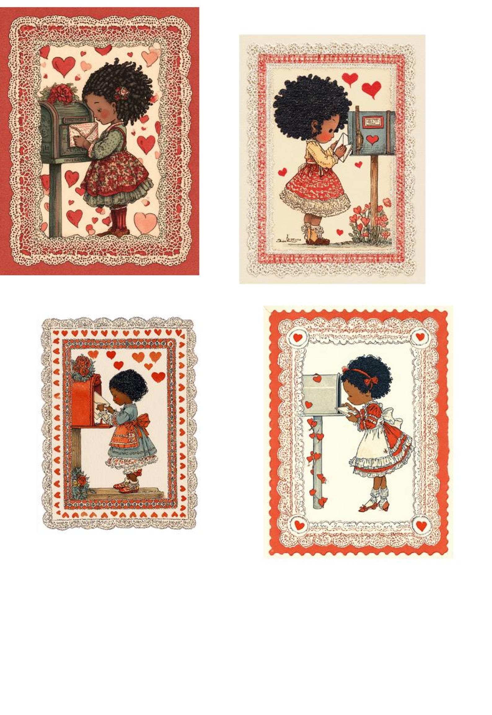 Vintage African American Valentines Clipart Retro Valentine Art Black ...