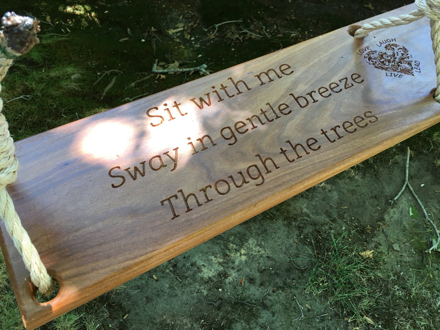 Engraved Double Seat Rope Tree Swing Custom Brazilian Walnut - Etsy Canada
