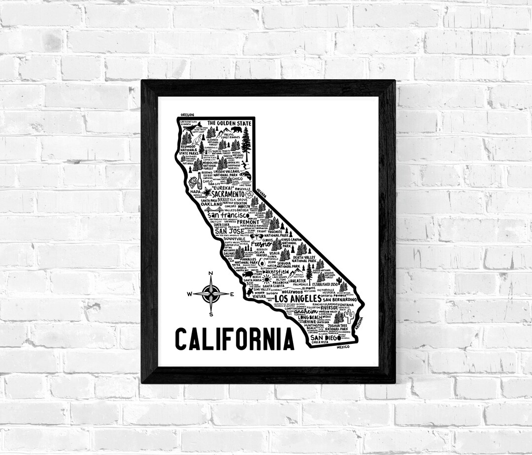 California Map Print - Etsy