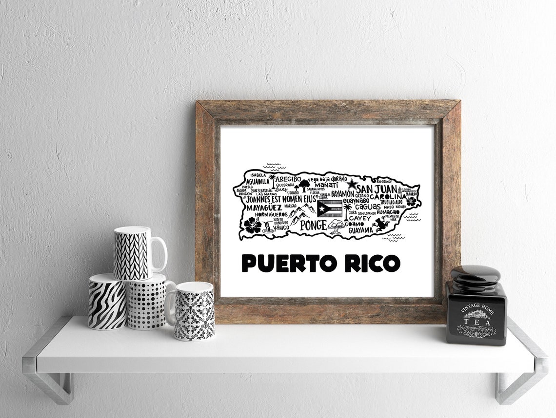 Puerto Rico Map Print - Etsy