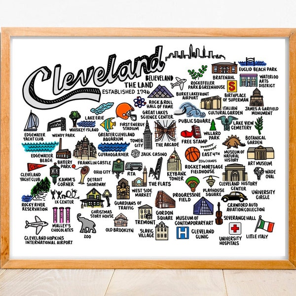 Cleveland Map - Etsy