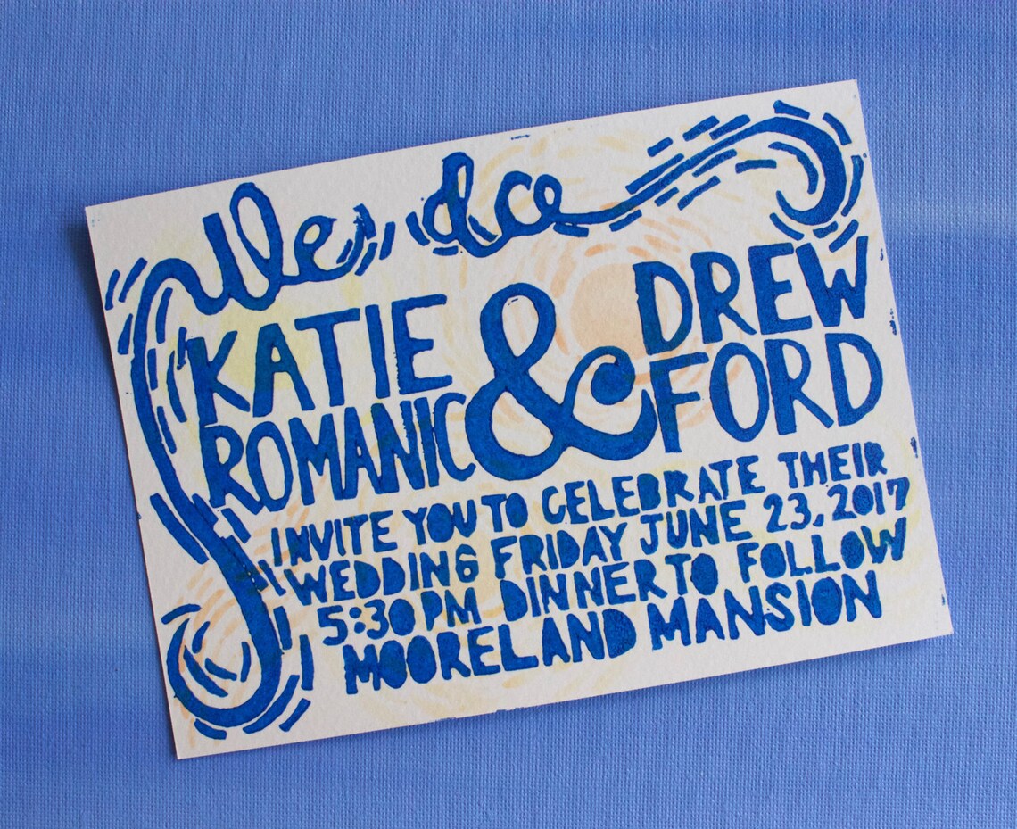 Handmade Wedding Invitations Linocut Invitations Linoleum - Etsy