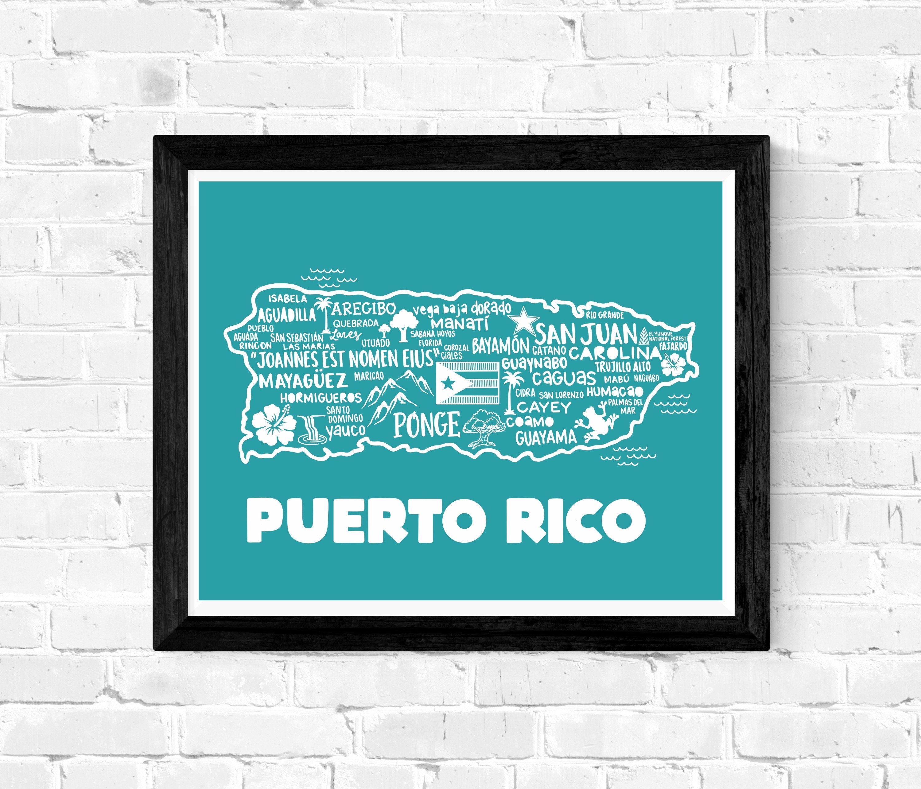 Puerto Rico Map Print - Etsy