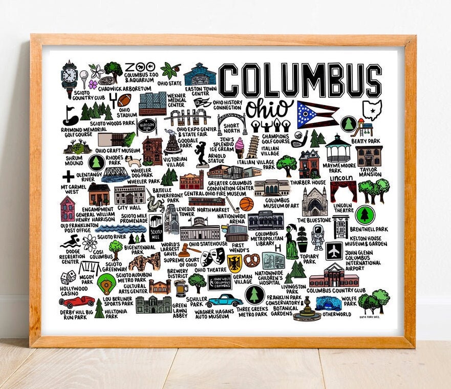 Columbus Map Print - Etsy