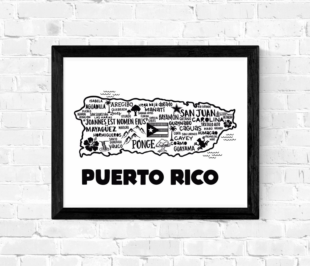 Puerto Rico Map Print - Etsy