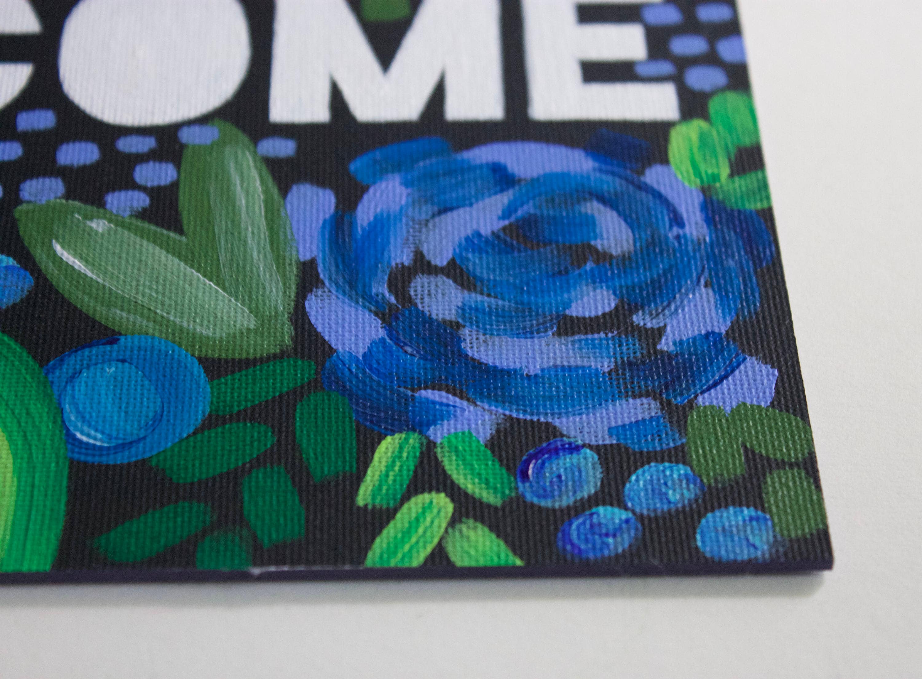 Welcome, Entryway Art, Boho Art, Floral Art, Welcome Painting, Home Art ...